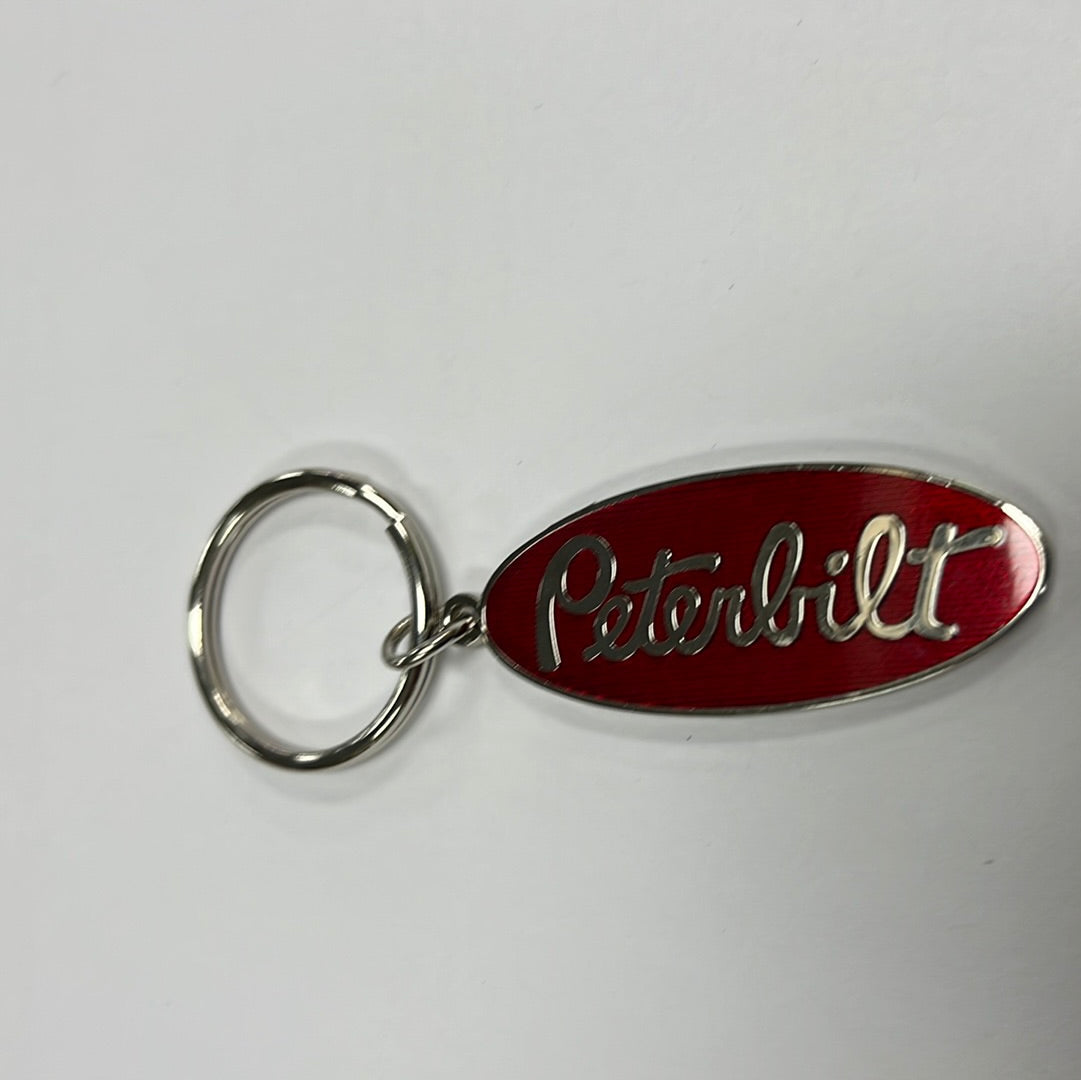Peterbilt metal oval shaped keychain with red acrylic - SINGLE — Empire ...