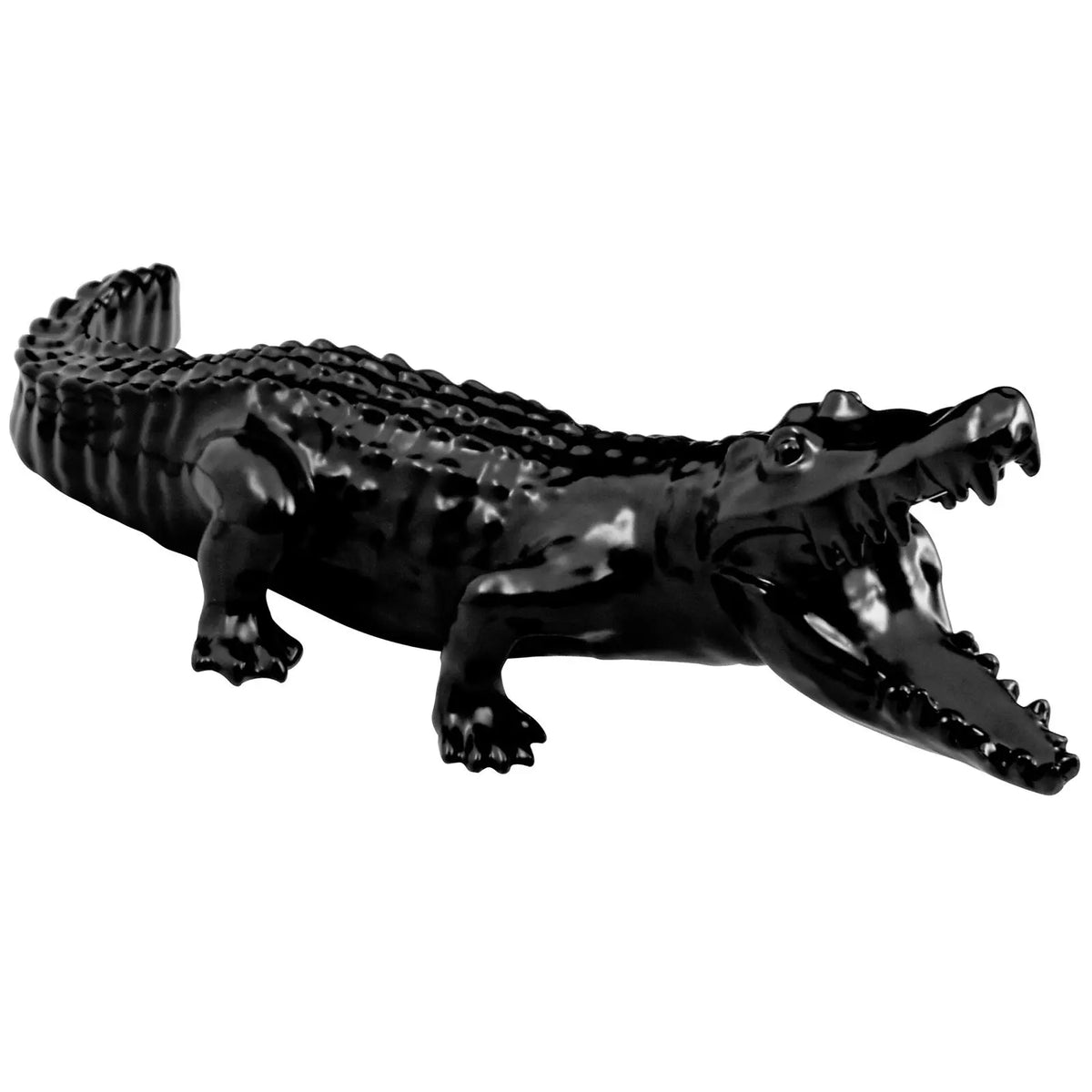 Matte black wild alligator hood ornament — Empire Chrome