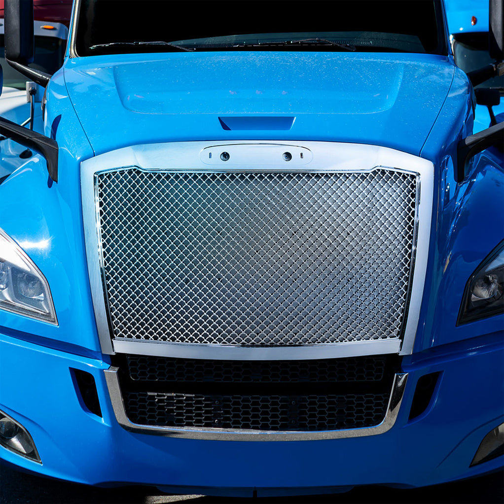 Freightliner Cascadia 2018-2024 chrome plastic mesh grill w/inner bug ...