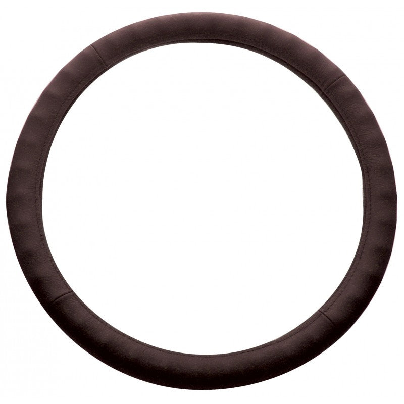 18" dark brown leather steering wheel cover — Empire Chrome