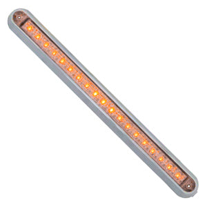 12" long 19 diode LED marker light bar w/chrome base - Amber - CLEAR L ...