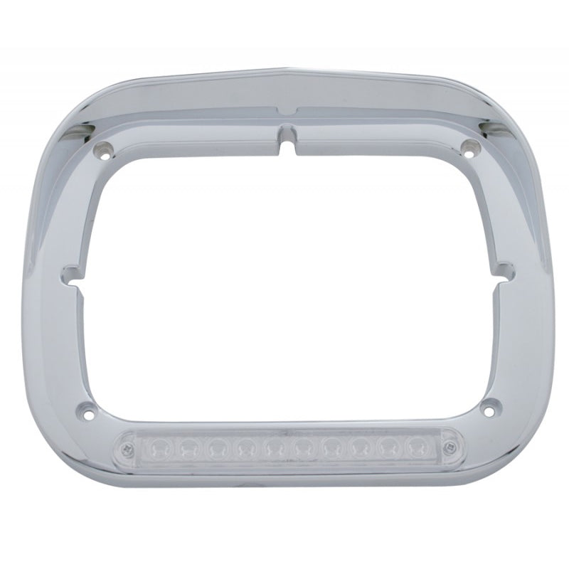 Chrome plastic square headlight bezel w/visor, amber LED turn signal ...