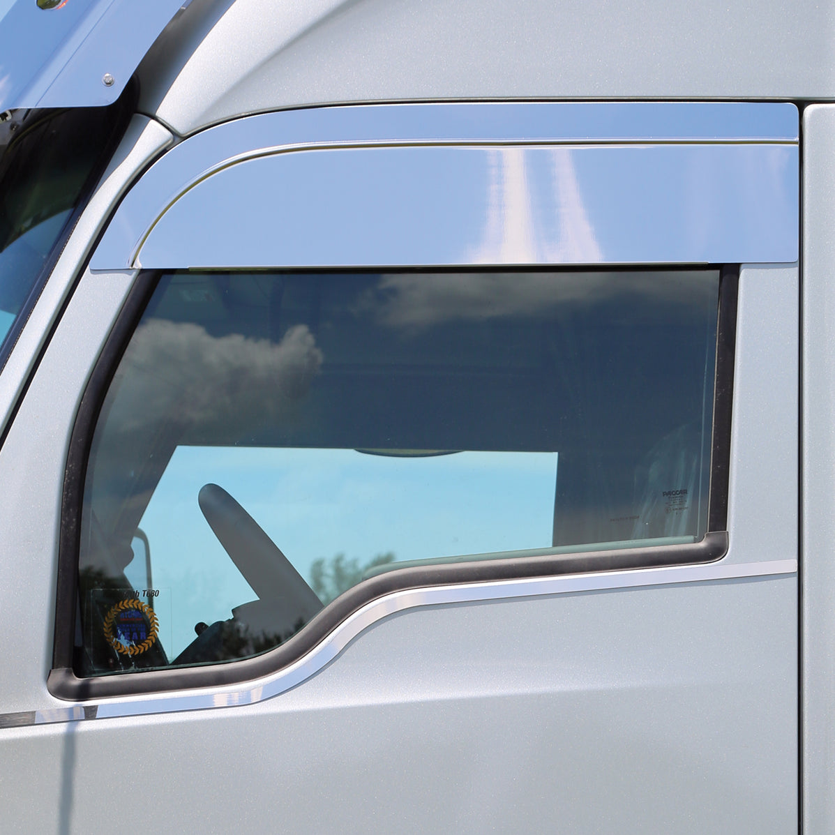 Kenworth T680/T880/W990 stainless steel 6" chopped look door window tr ...