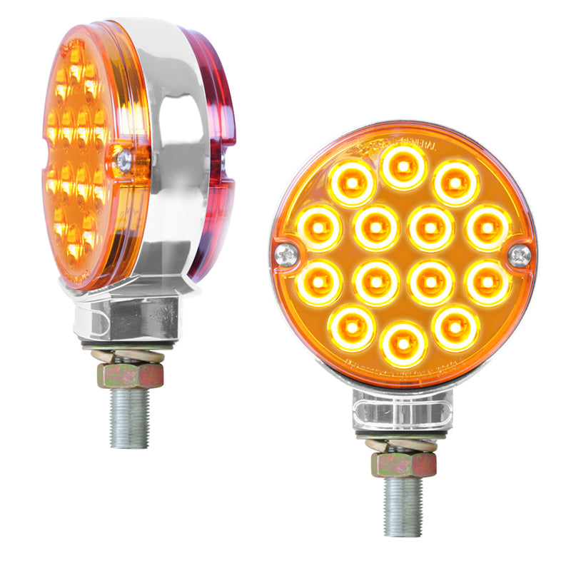 Pearl 3" Amber/Red 14 diode LED pedestal turn signal light — Empire Chrome