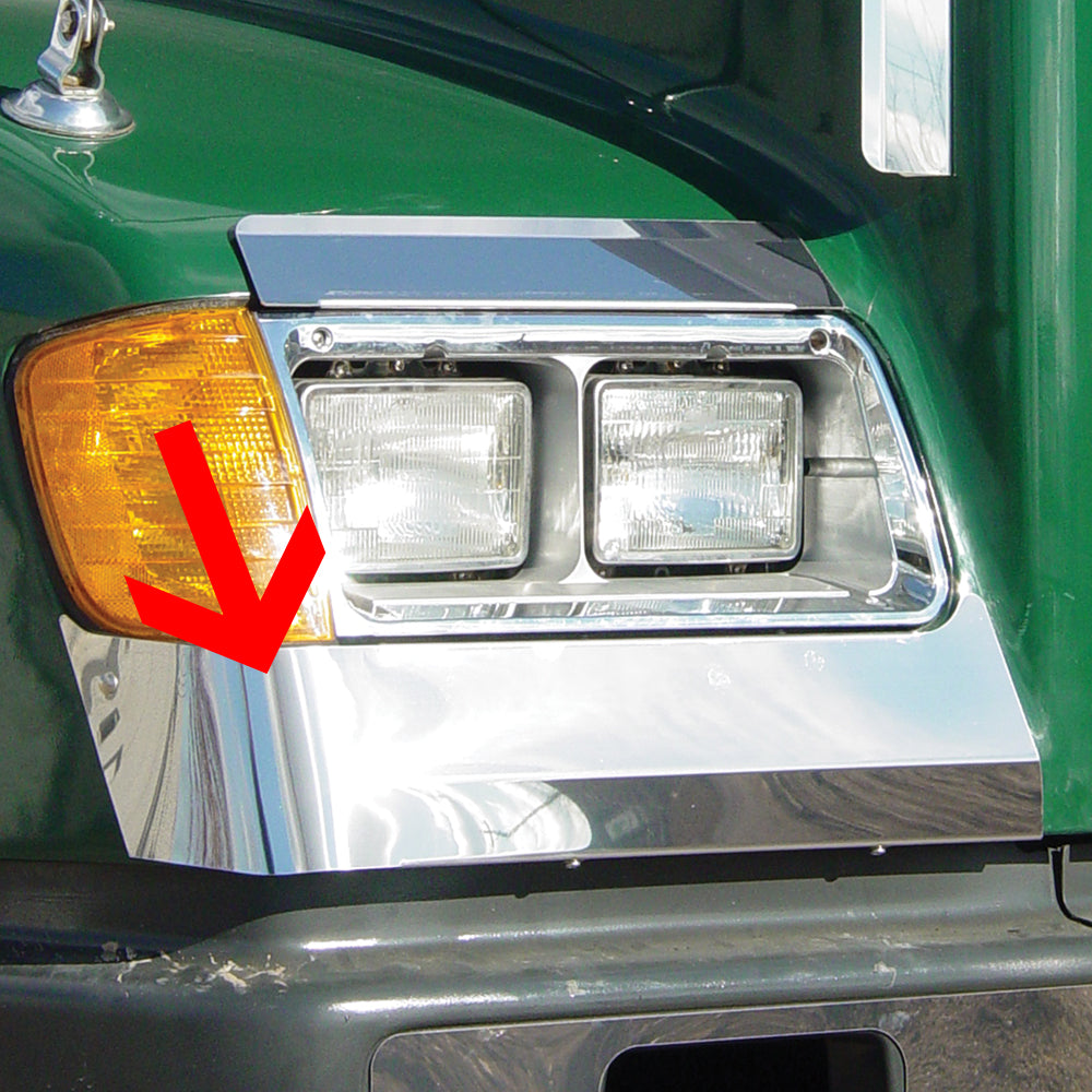 Freightliner FLD 112/120 stainless steel front fender guard, wrap arou ...