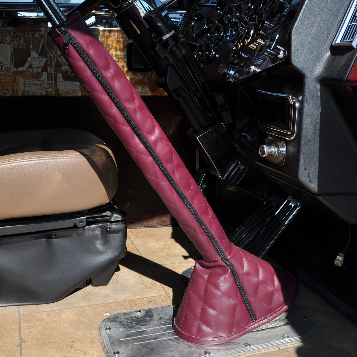 30" quilted vinyl gear shift tower cover and boot — Empire Chrome