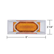 Amber 2" x 6" rectangular 16 diode LED marker light w/reflector, chrom ...