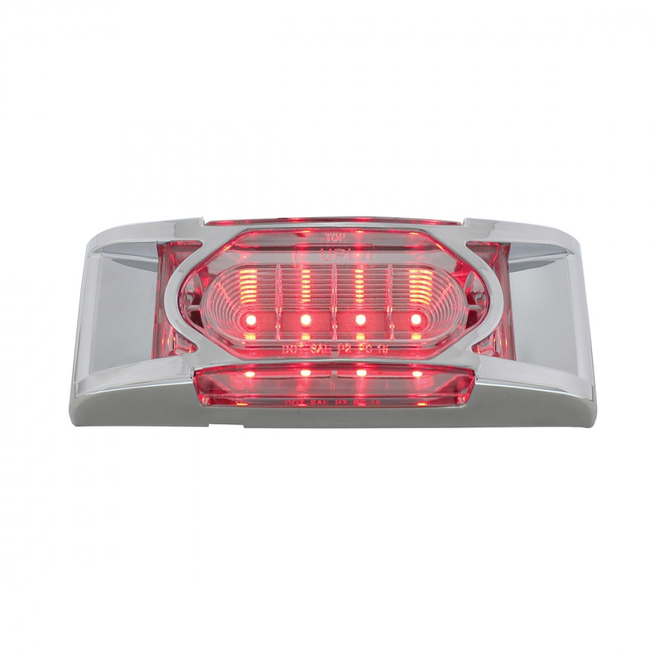 Red 2" x 6" rectangular 16 diode LED marker light w/reflector, chrome ...