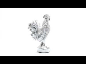 Standing Rooster chrome hood ornament w/small round base — Empire Chrome