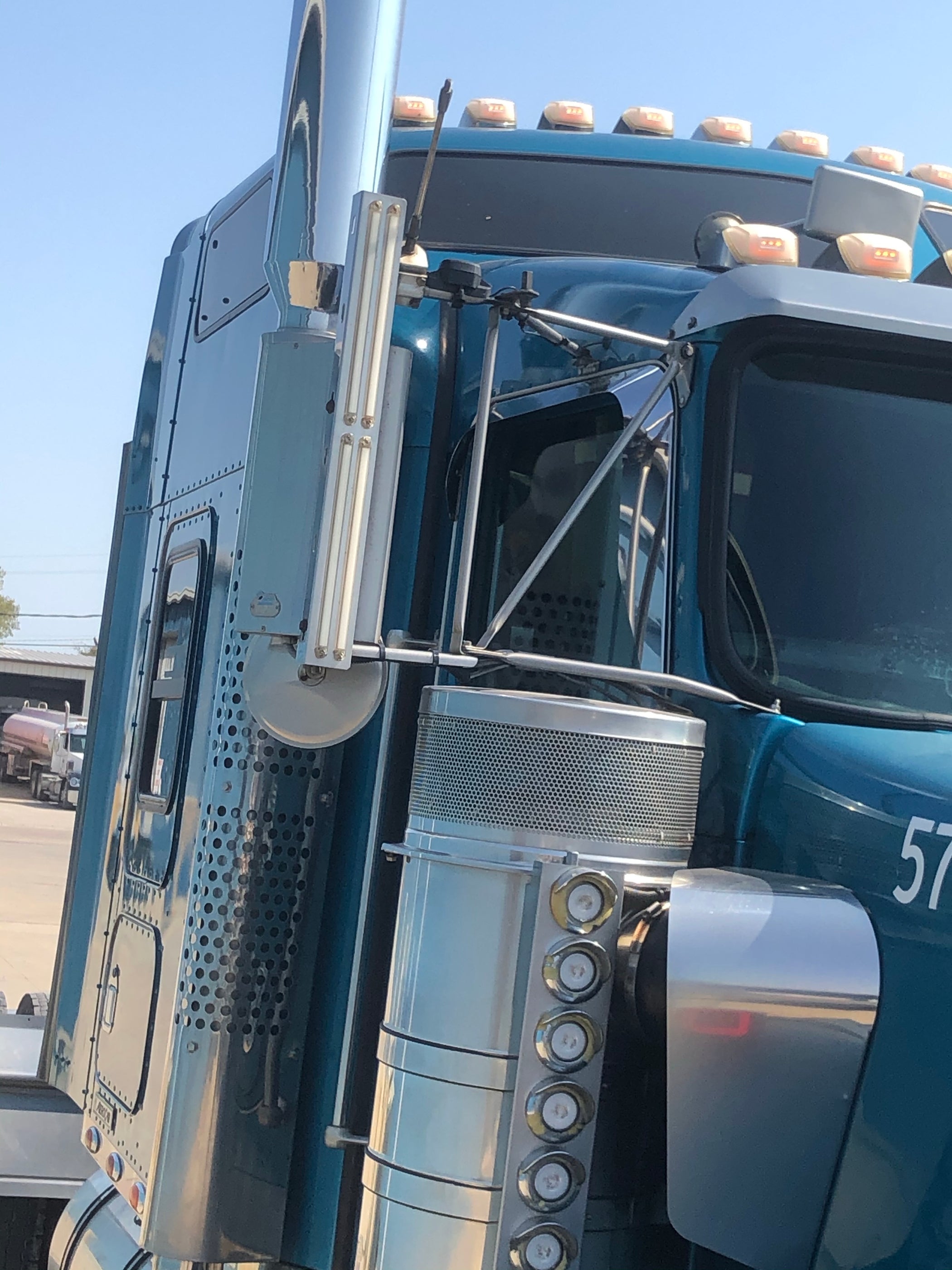 Kenworth w/Daylite Door stainless steel door window shade rain deflect ...